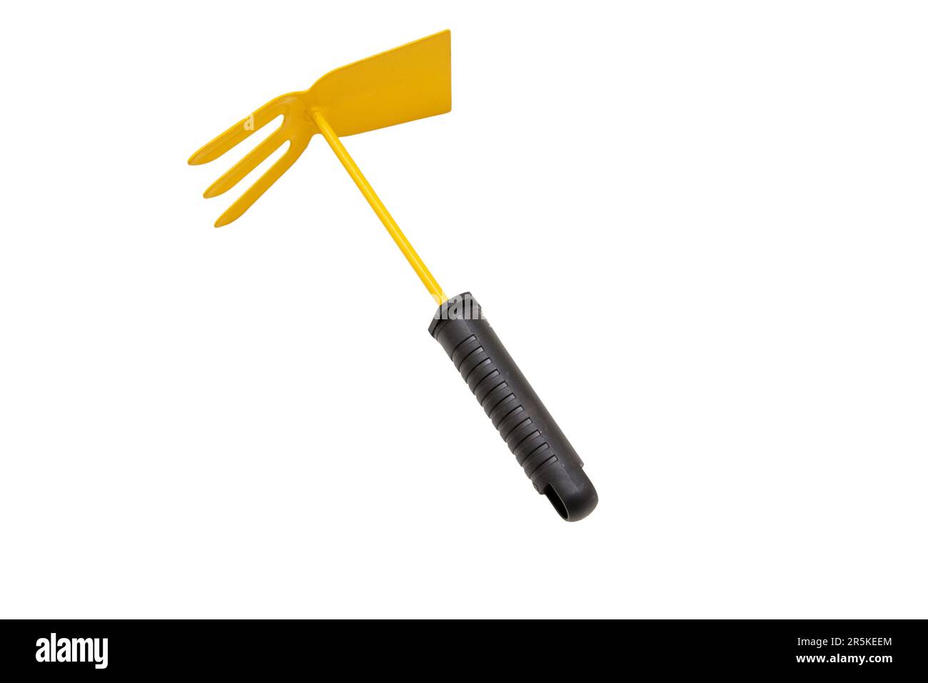 Garden hoe rake yellow color isolated on transparent background, view ...