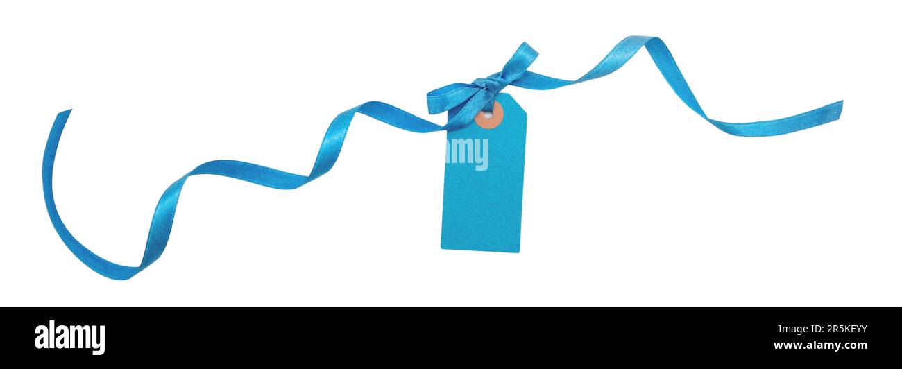 Blank blue price tag isolated on transparent background. Pastel color ...