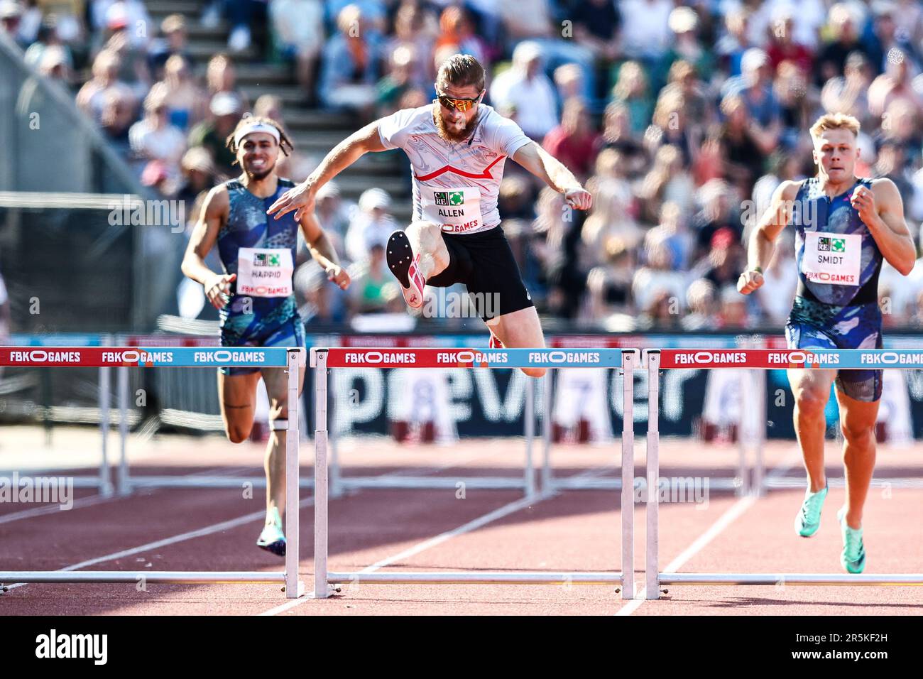 HENGELO - CJ Allen in action during the 400 meter hurdles at the 42nd ...