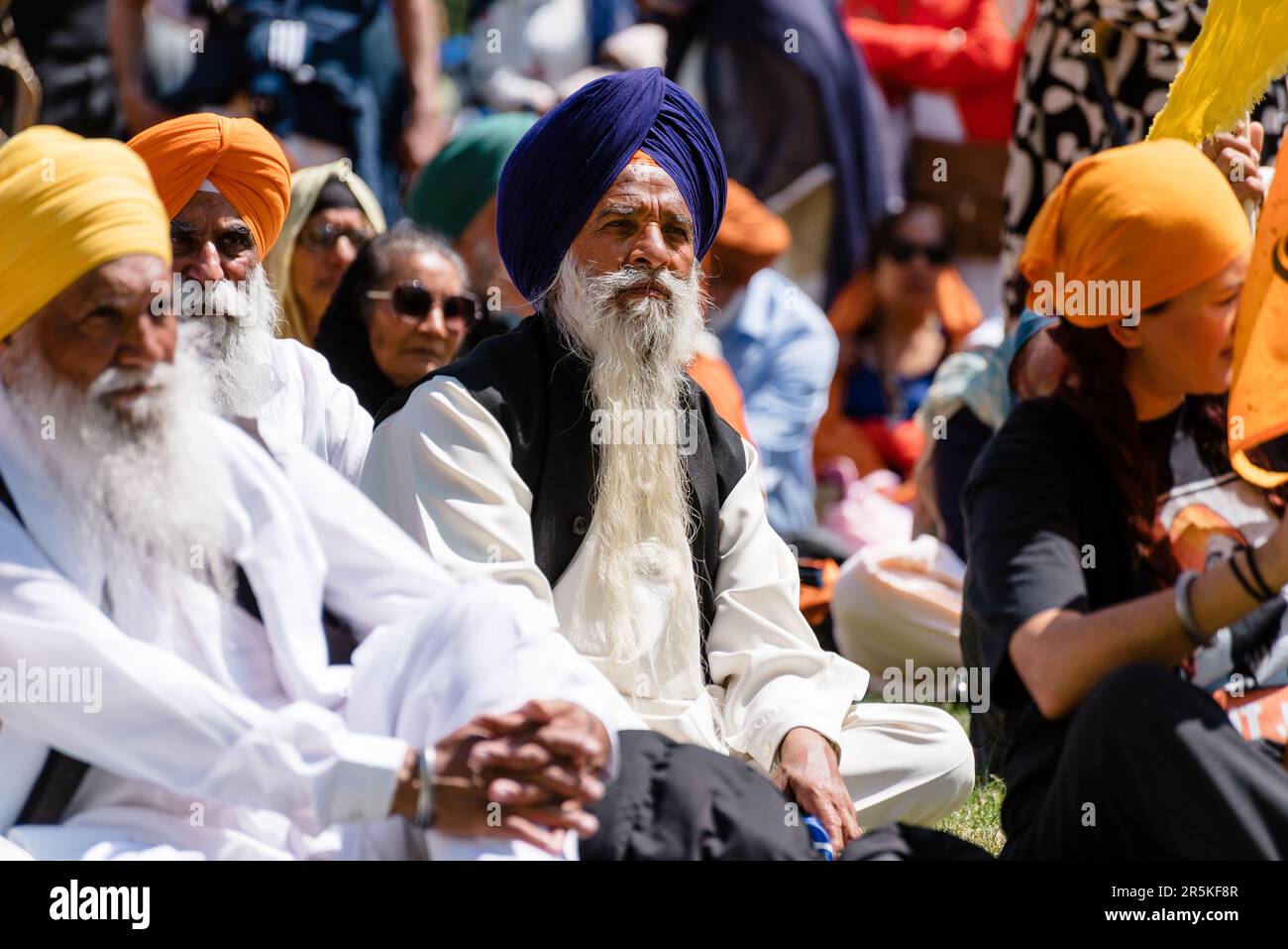 London, UK. 4 June 2023. British Sikh march to Trafalgar Square to mark ...