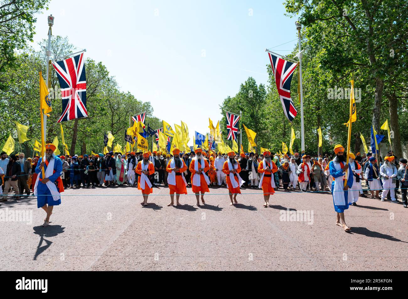 London, UK. 4 June 2023. British Sikh march to Trafalgar Square to mark ...