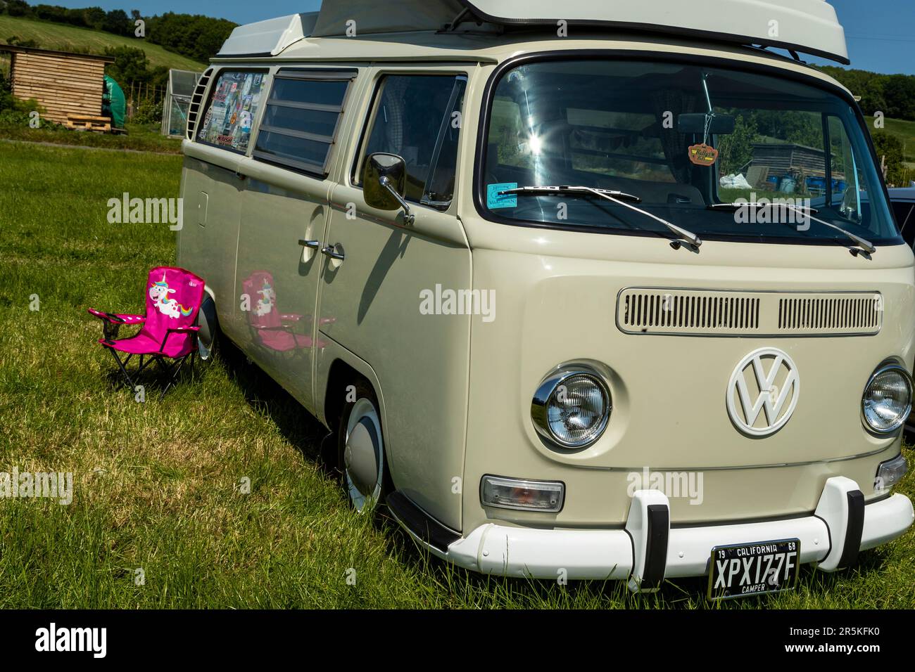 VW Campervan. Classic car meet at Hanley Farm, Chepstow Stock Photo - Alamy