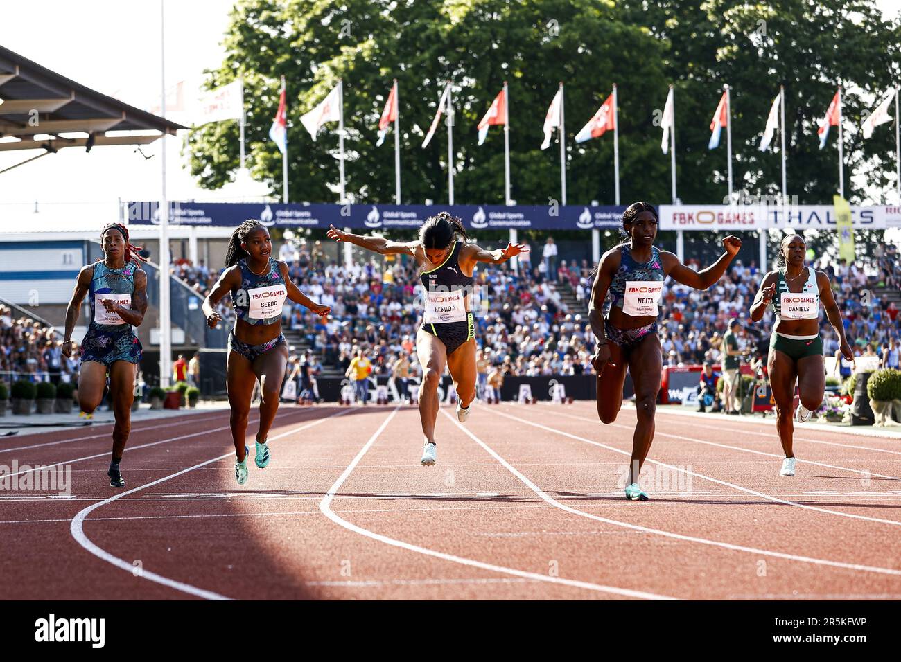 HENGELO - (lr) Michelle-Lee Ahye, N'Ketia Seedo, Bassant Hemida, Daryll ...