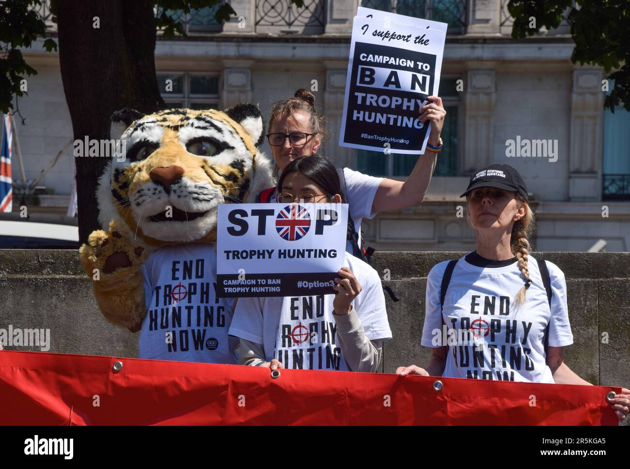 London, UK. 4th June 2023. Activists from the Campaign to Ban Trophy ...
