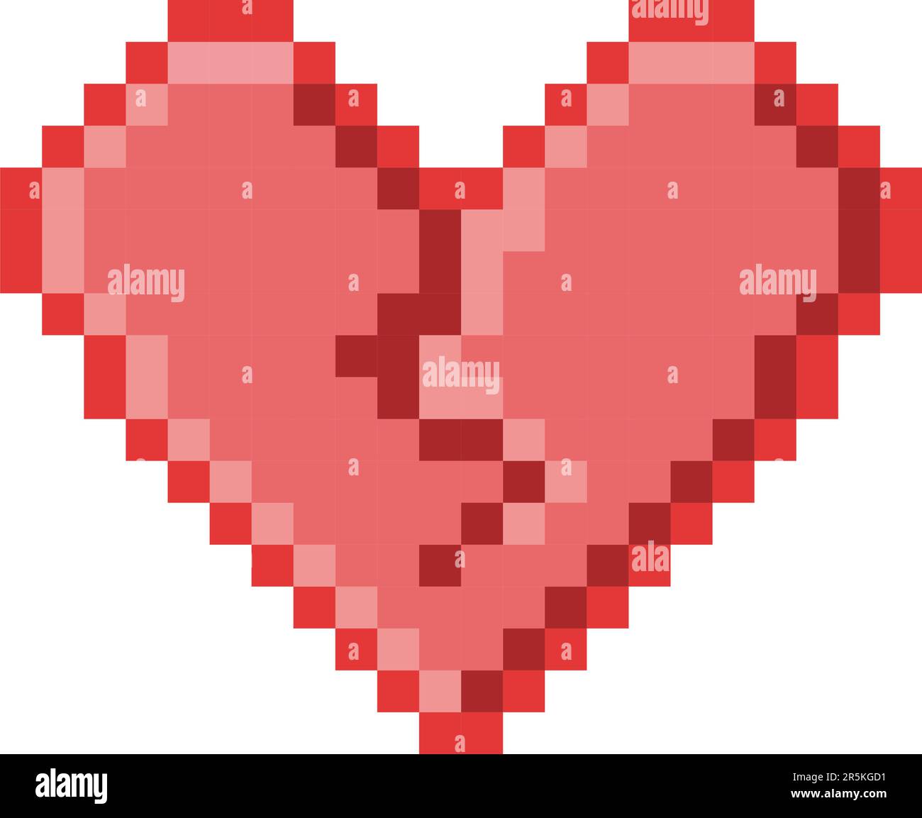 Red Broken Heart Icon For Valentine's Day. Pixel 8 bit style Stock ...