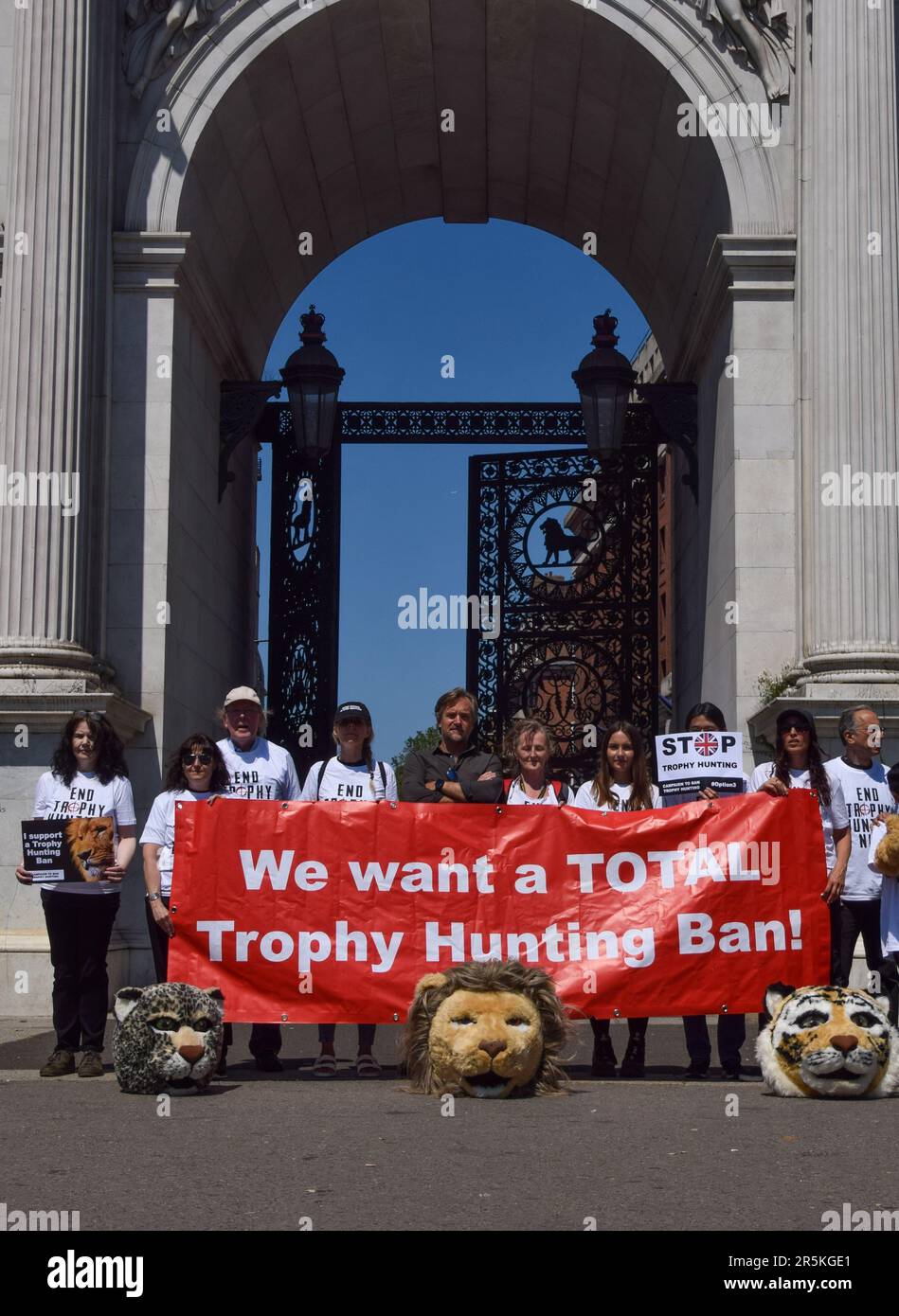 London, UK. 4th June 2023. Activists from the Campaign to Ban Trophy ...