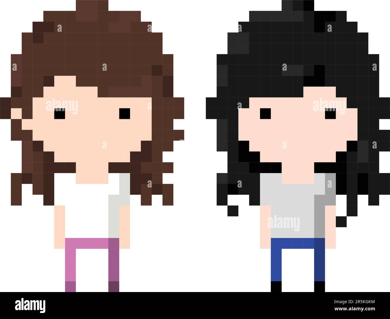 Pixel art girl character hi-res stock photography and images - Alamy