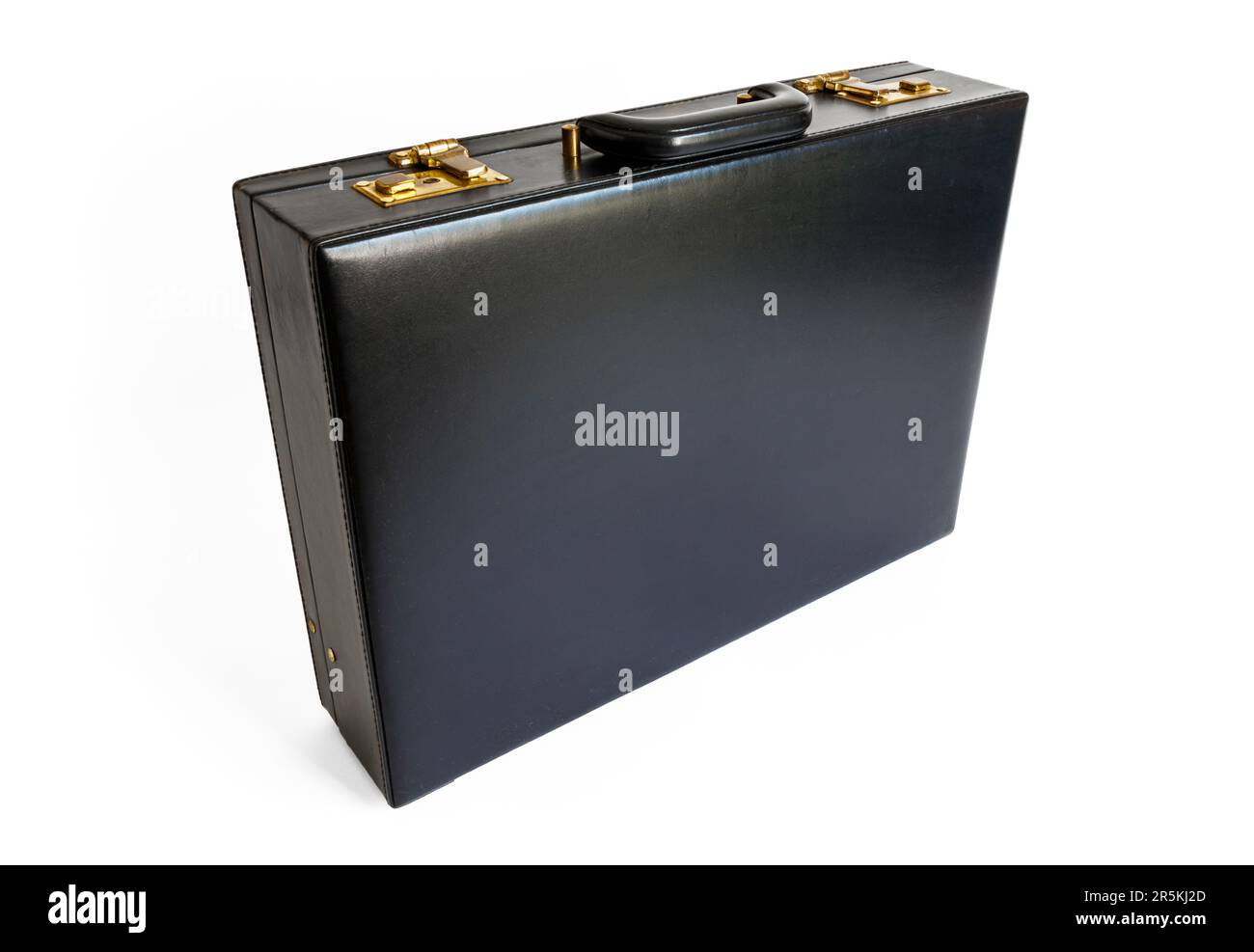 A closed black executive-style briefcase isolated on a white background ...