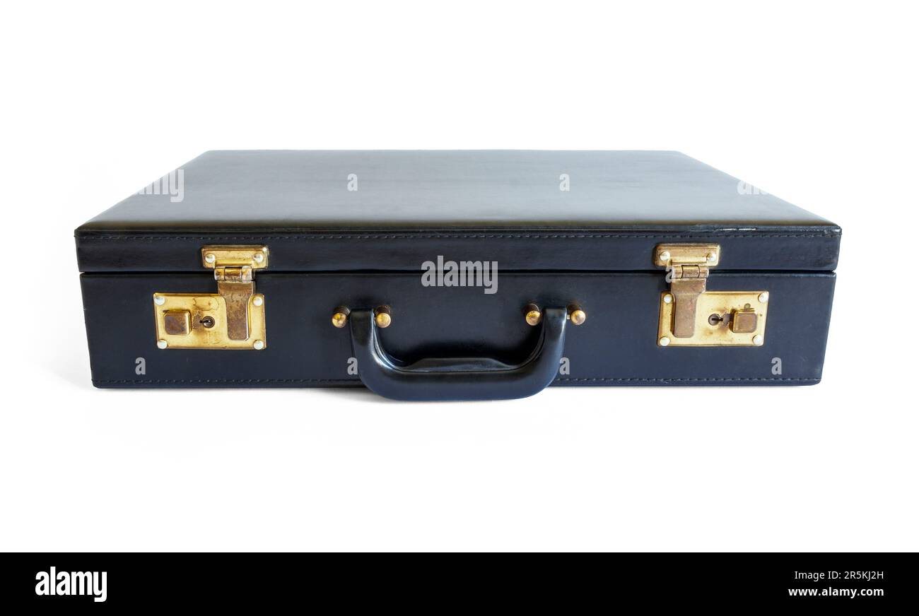 A closed black executive-style briefcase isolated on a white background ...