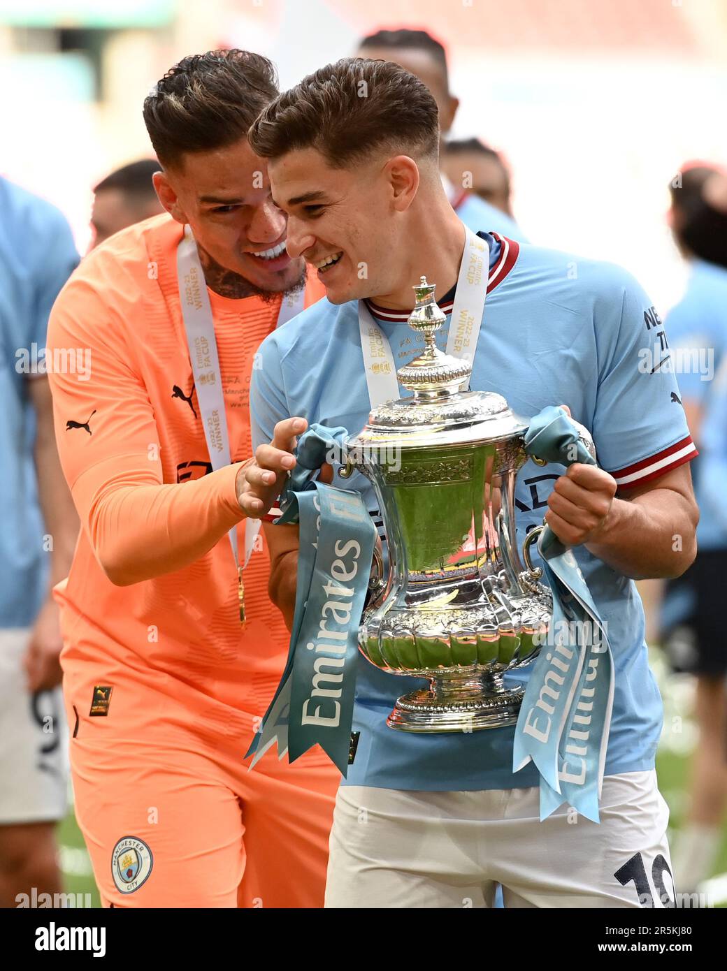 London, UK. 3rd June, 2023. Julian Alvarez of Manchester City with the ...