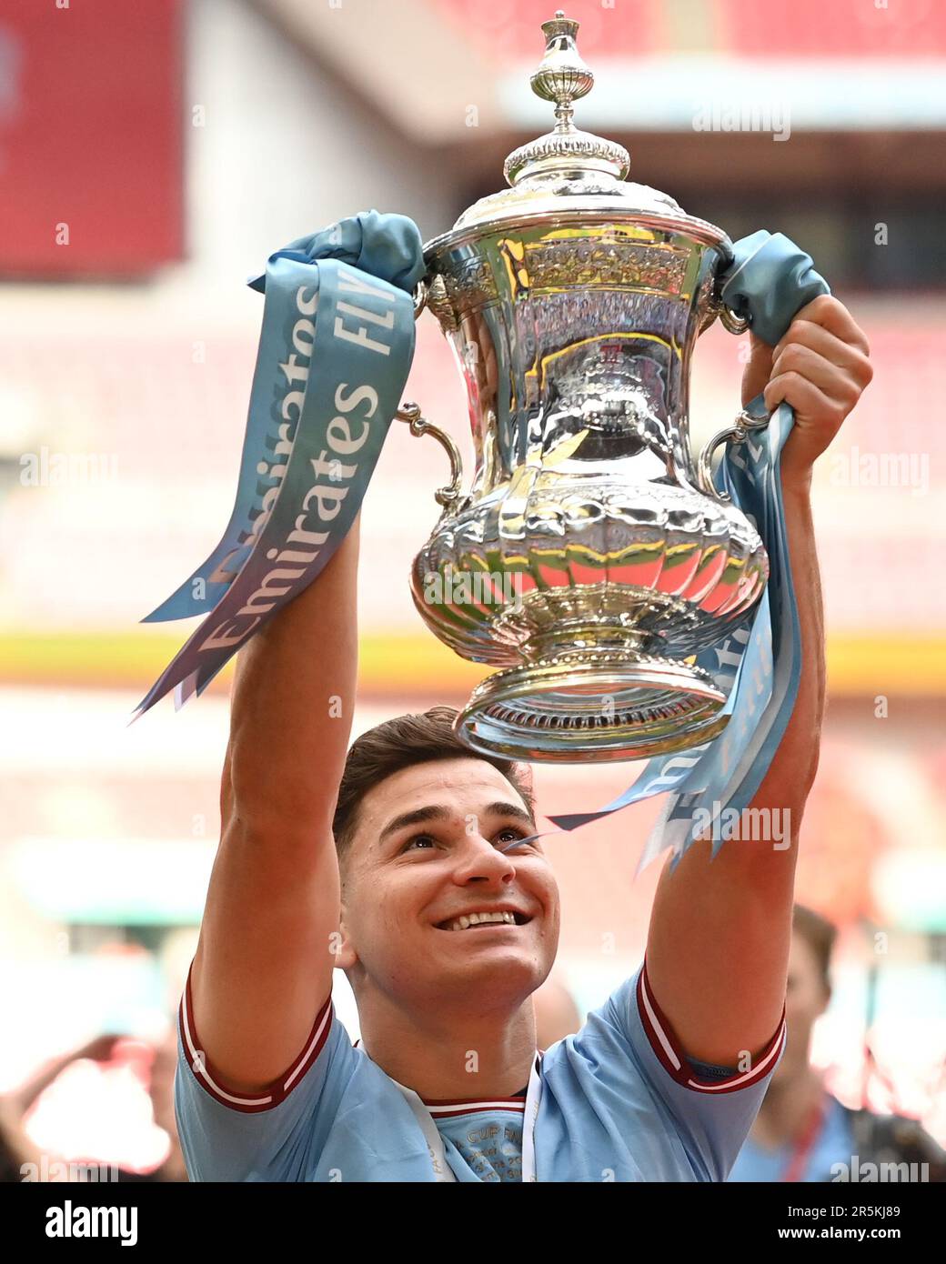 London, UK. 3rd June, 2023. Julian Alvarez of Manchester City with the ...