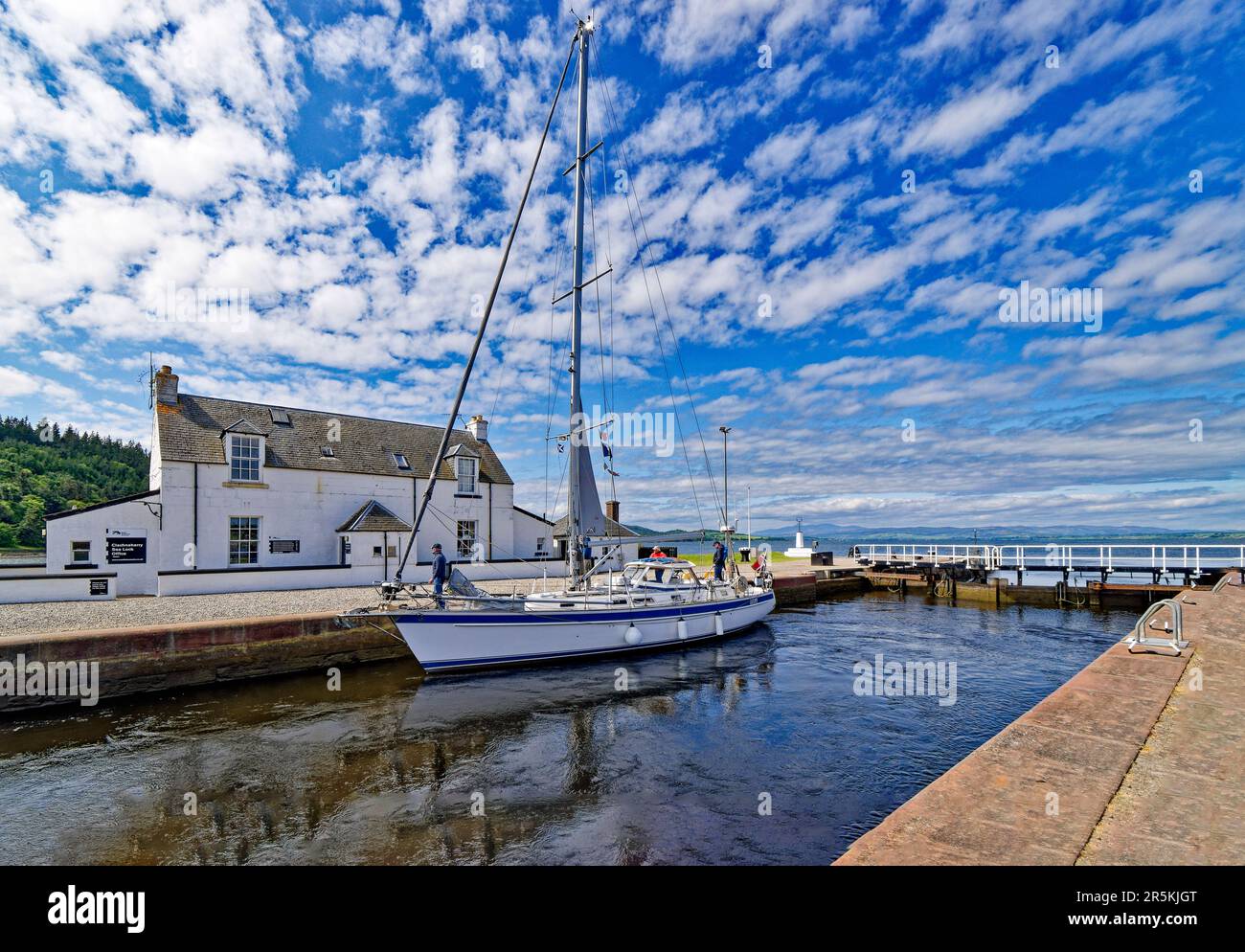 Inverness Scotland a yacht in early summer waiting in the Clachnaharry ...