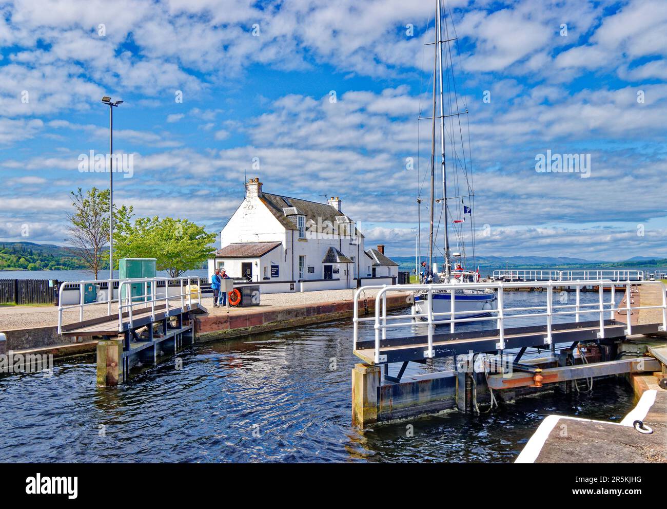 Inverness Scotland blue sky and a yacht in early summer as the ...