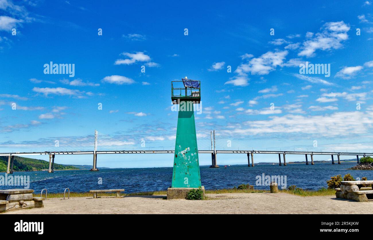 Inverness Scotland Green Lighthouse at Carnac Point and the Kessock ...