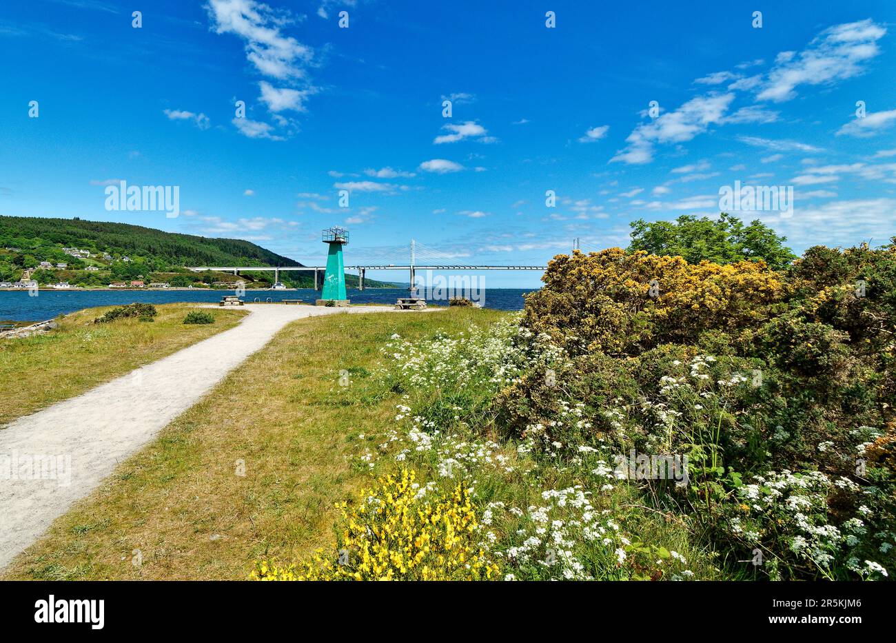 Inverness Scotland Green Lighthouse at Carnac Point the Kessock road ...
