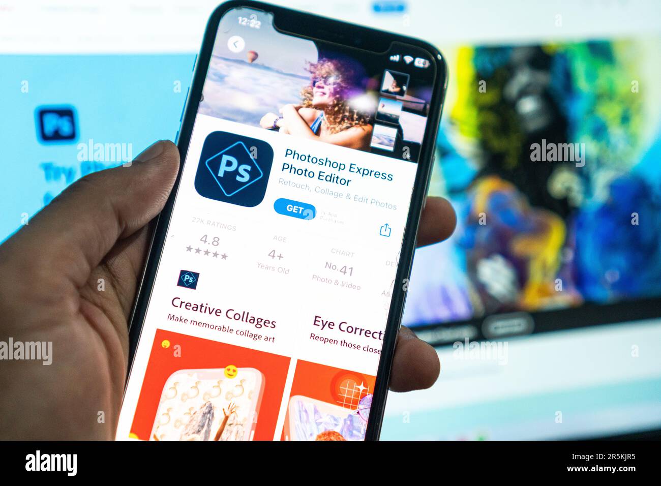 Photoshop mobile app logo on phone screen, close-up icon, Illustrative ...