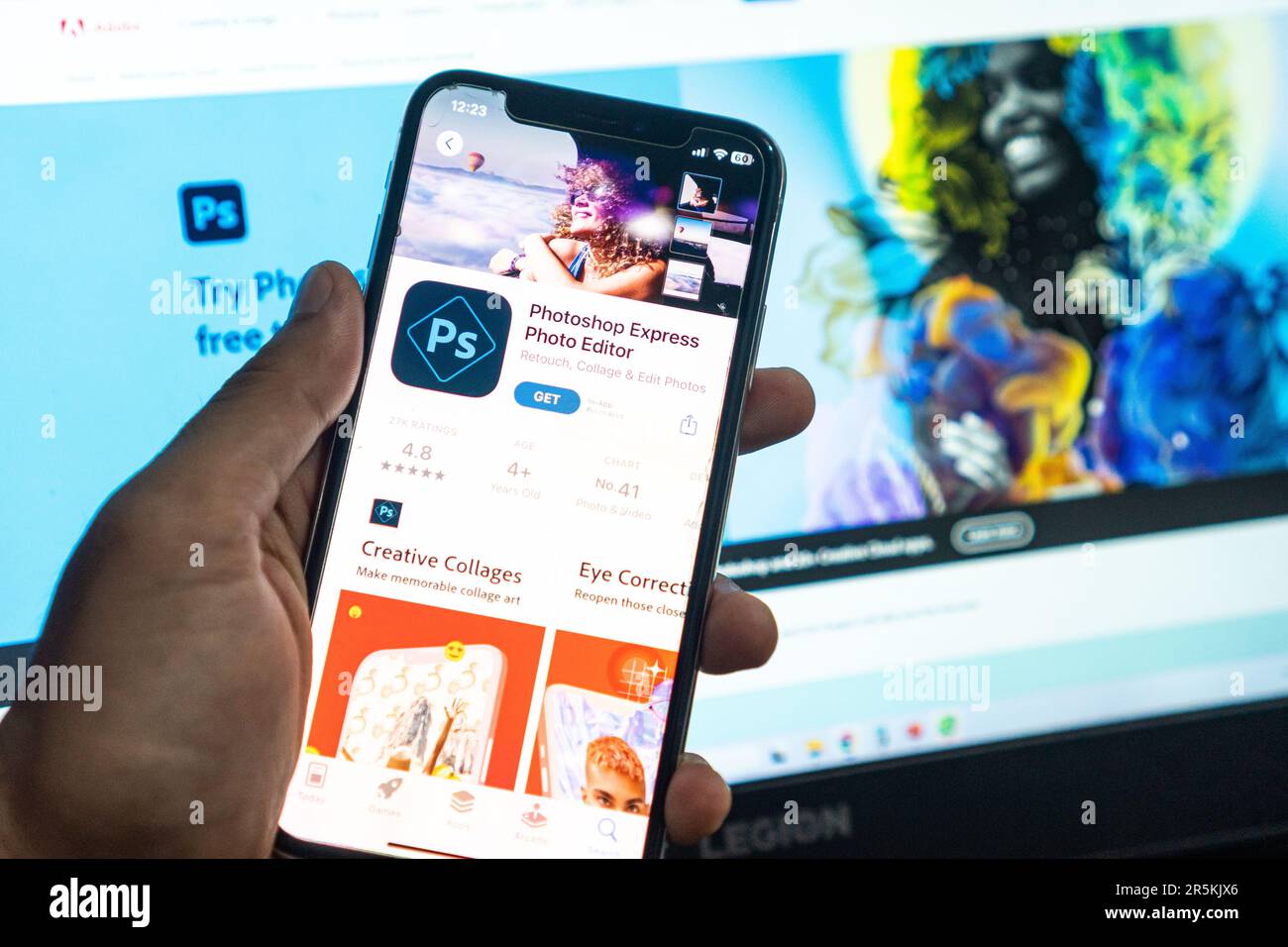 Photoshop mobile app logo on phone screen, close-up icon, Illustrative ...