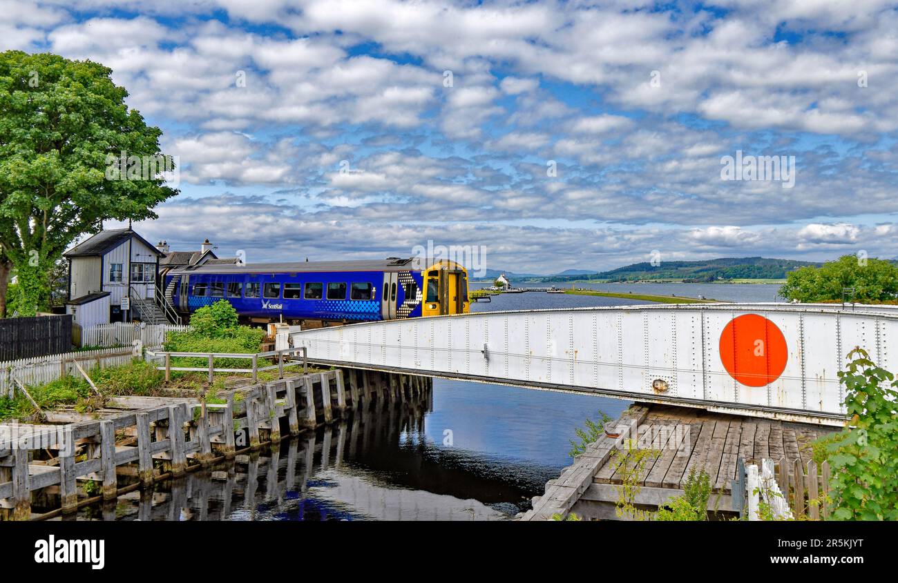 Inverness Scotland ScotRail Train crossing the Clachnaharry Railway ...