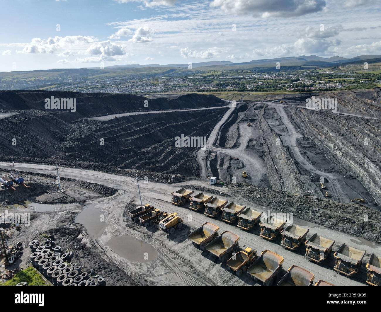 Ffros-y-fran Opencast coal mine. The mine opened in the 1990s to ...
