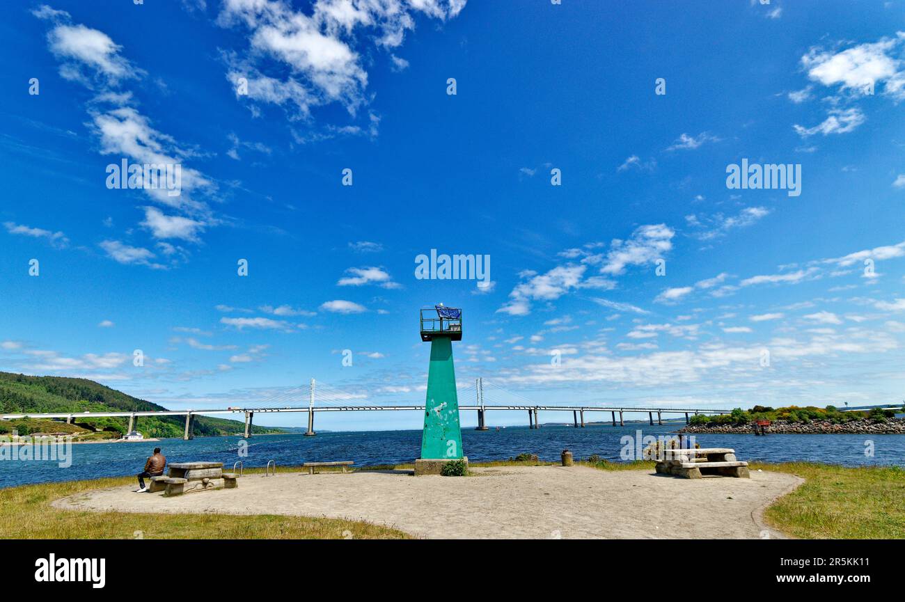 Inverness Scotland the Green Lighthouse at Carnac Point and the Kessock ...