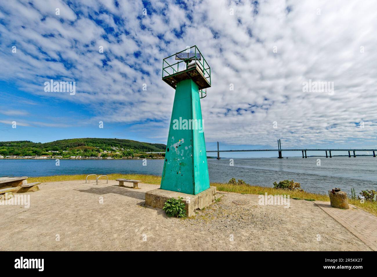 Inverness Scotland the green lighthouse on Carnac or Carnarc point the ...