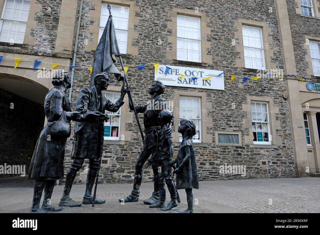 Hawick, UK. 04th June, 2023. Kirkin Ô the Cornet A recent memorial ...