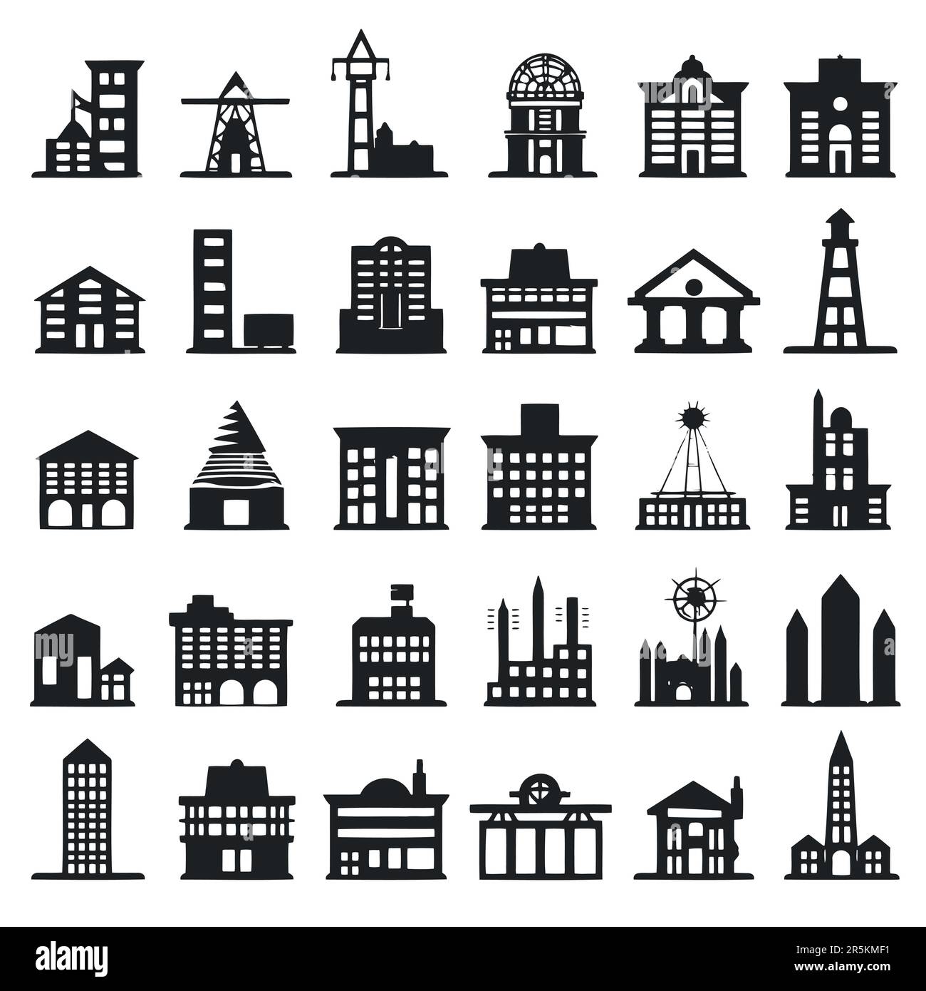 Building Icons Set. Vector illustration. Simplus series Stock Vector ...