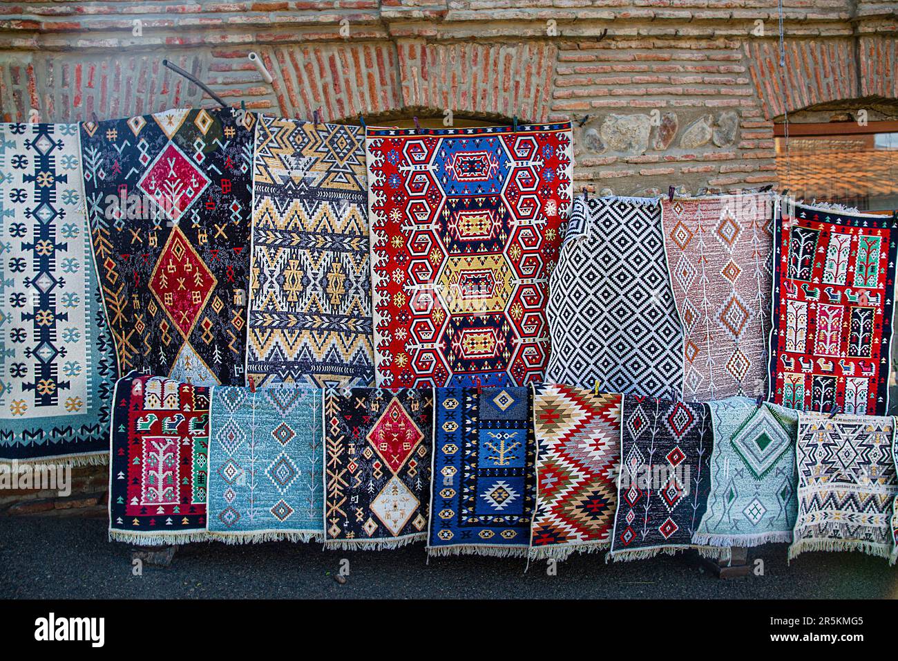 Tradition georgian carpets with typical eastern ornament Stock Photo ...