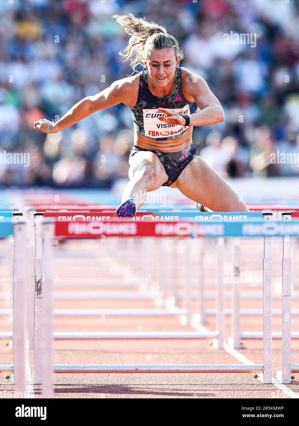 HENGELO - Nadine Visser in action during the 100 meter hurdles at the ...