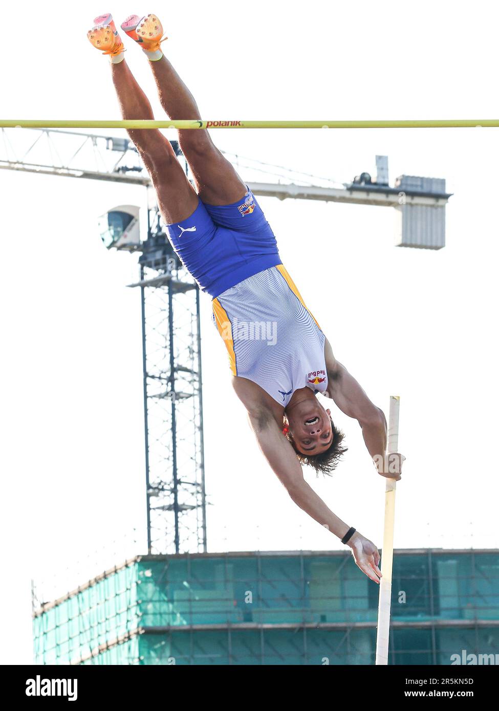HENGELO - Armand Duplantis in action during the pole vault at the 42nd ...