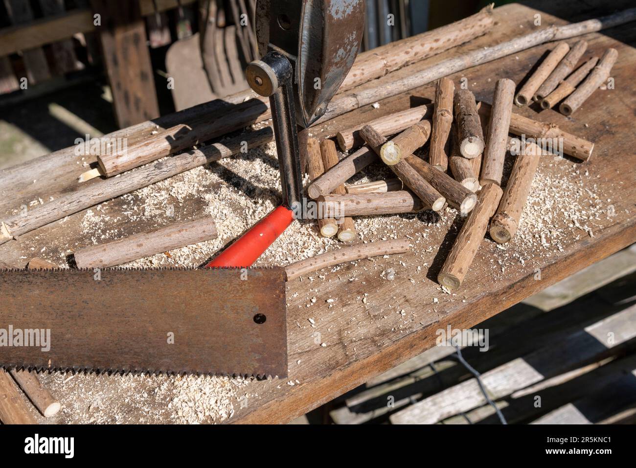 Making wooden insect house decorative bug hotel Stock Photo - Alamy