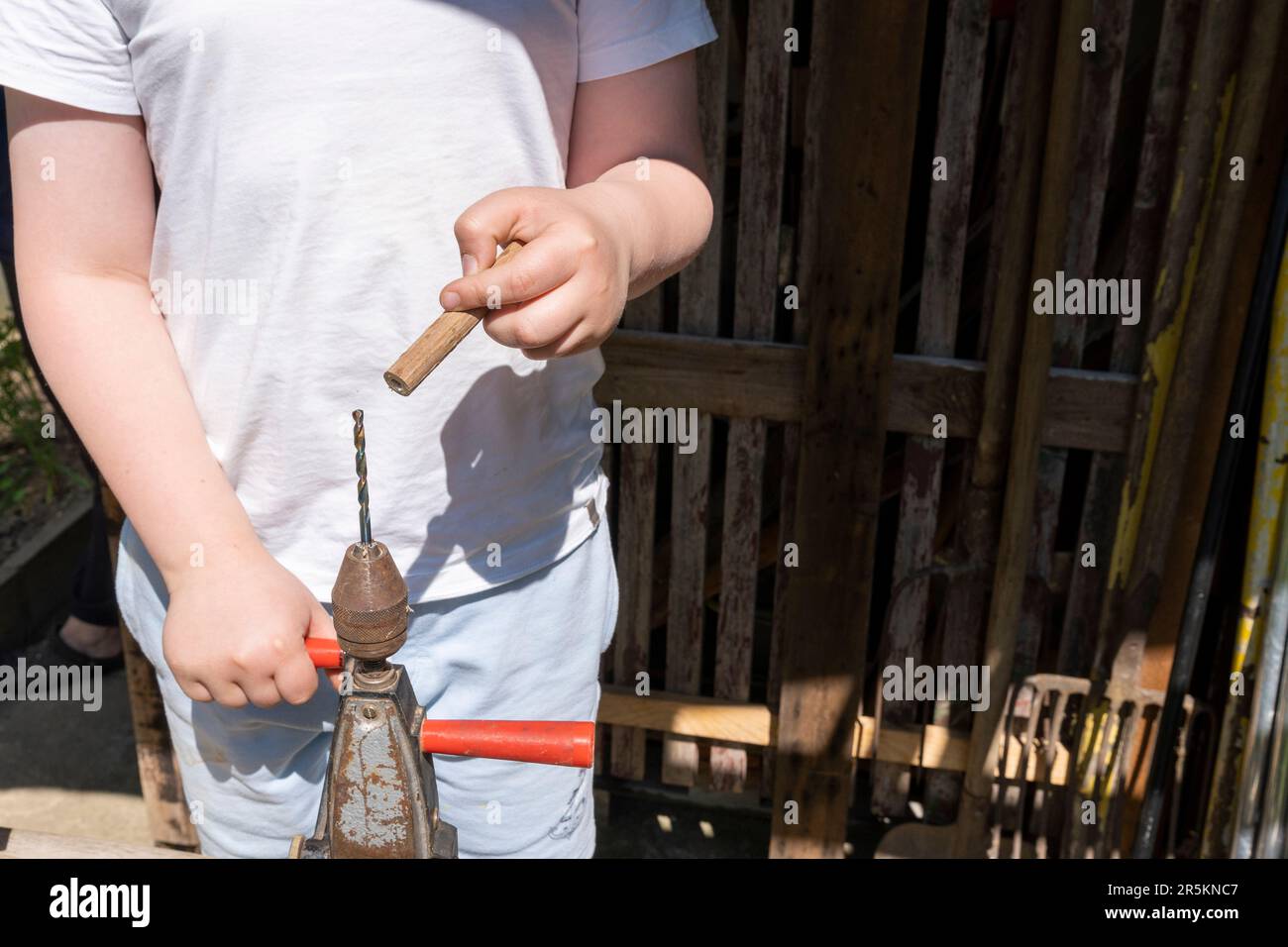 Making wooden insect house decorative bug hotel Stock Photo - Alamy