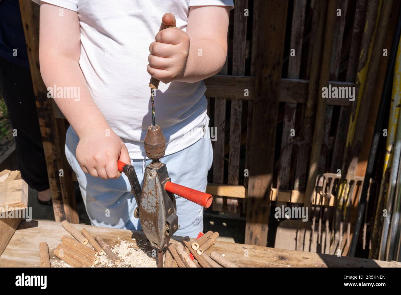 Making wooden insect house decorative bug hotel Stock Photo - Alamy