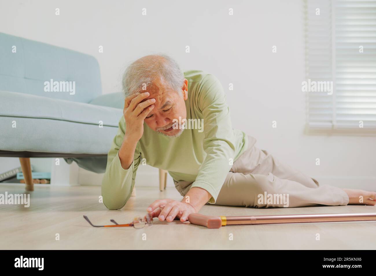 Senior man slip and fall, Elderly people with accident Stock Photo - Alamy