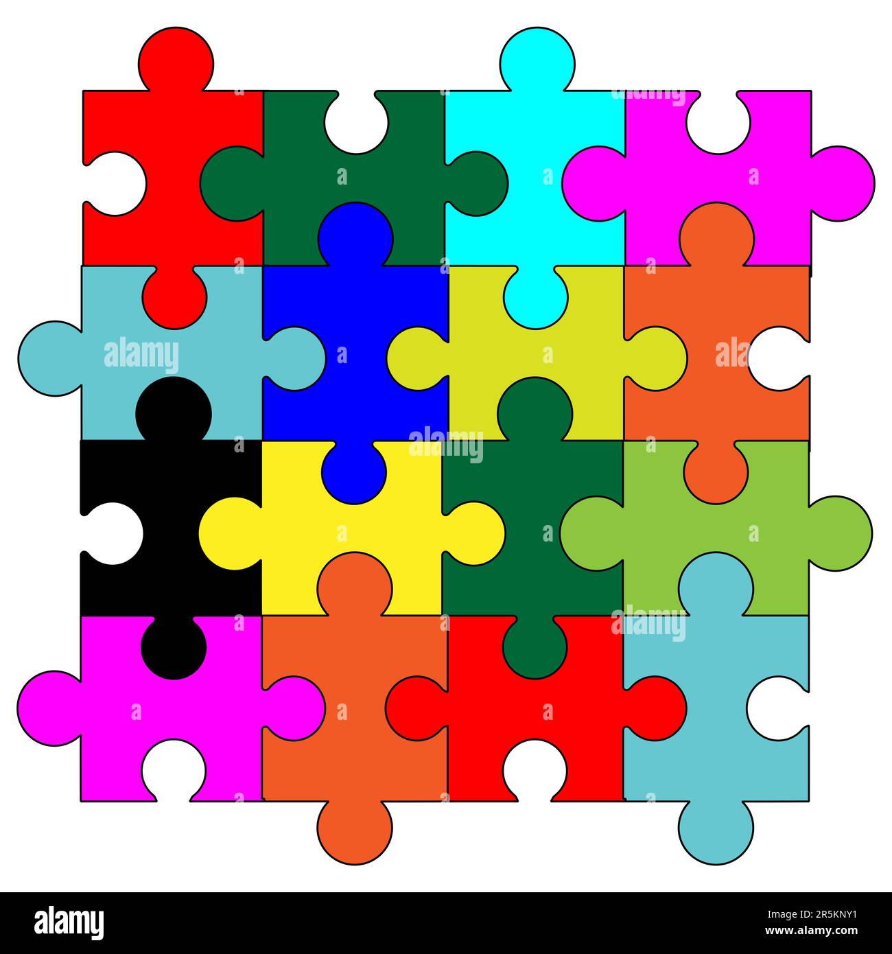 Muulti coloured jigsaw pieces over a white background Stock Photo - Alamy