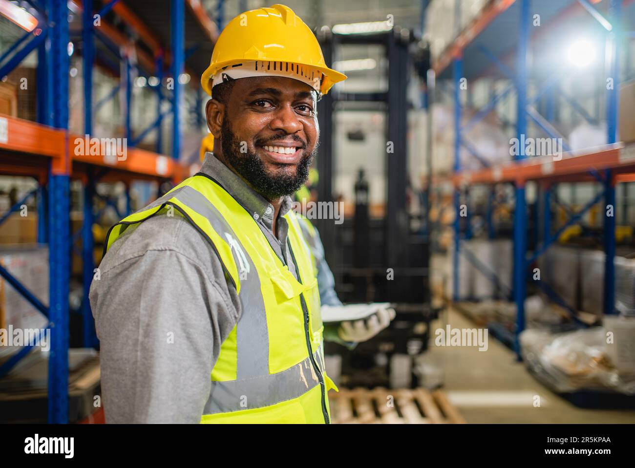 Warehouse workers checking and controlling boxes in warehouse Stock ...