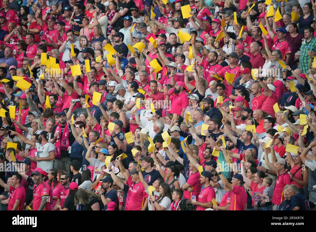 St. Louis, United States. 03rd June, 2023. St. Louis SC fans hold up ...