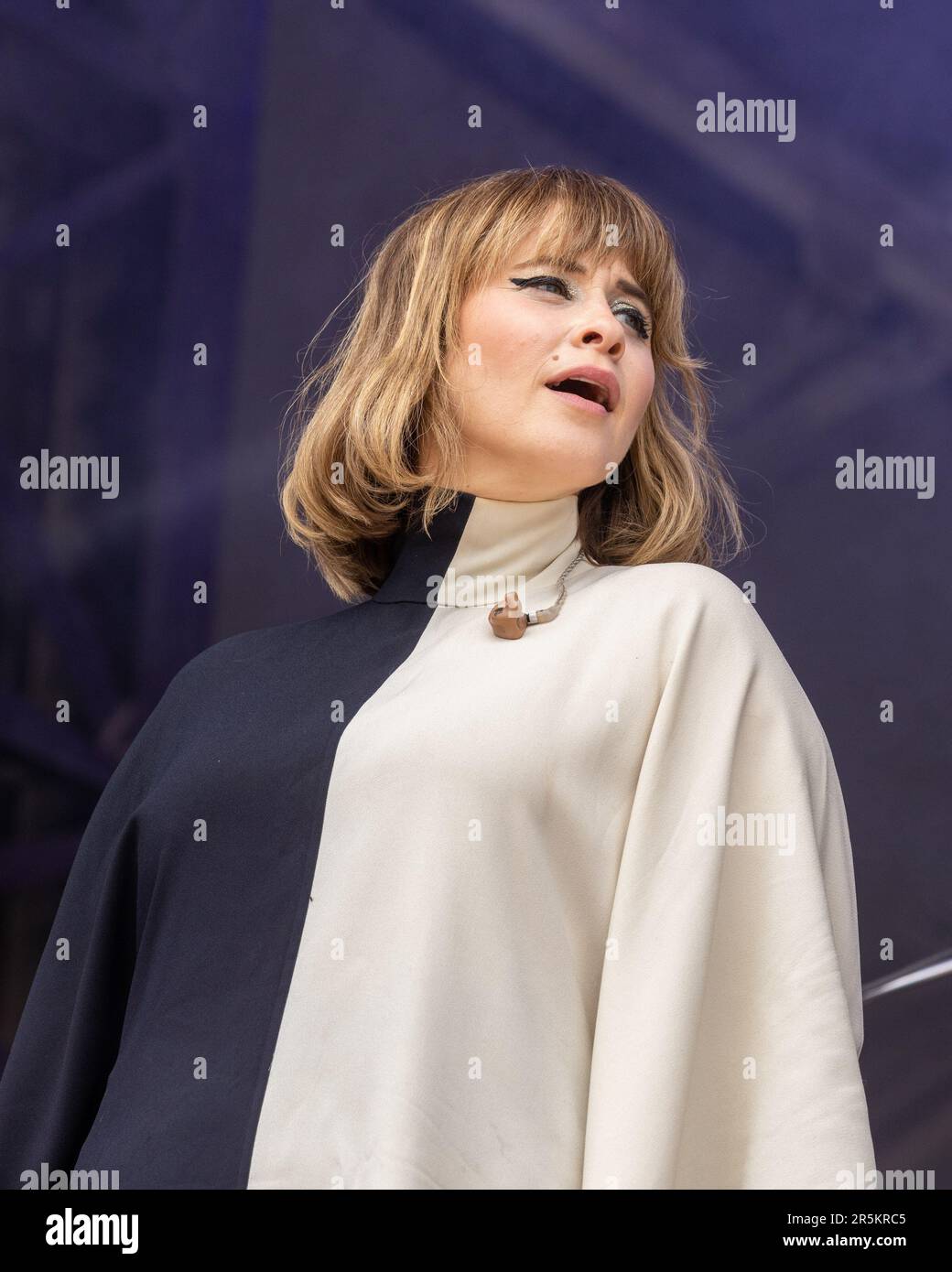 Lexington, USA. 03rd June, 2023. Jess Wolfe of Lucius during the Railbird Music Festival on June ...