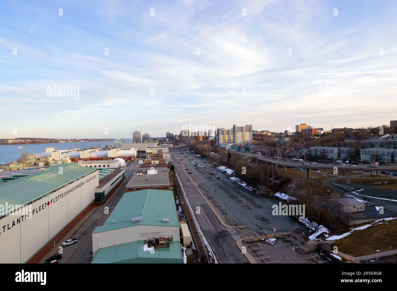 View over HMC Dockyard, part of the CFB Halifax military base, looking ...