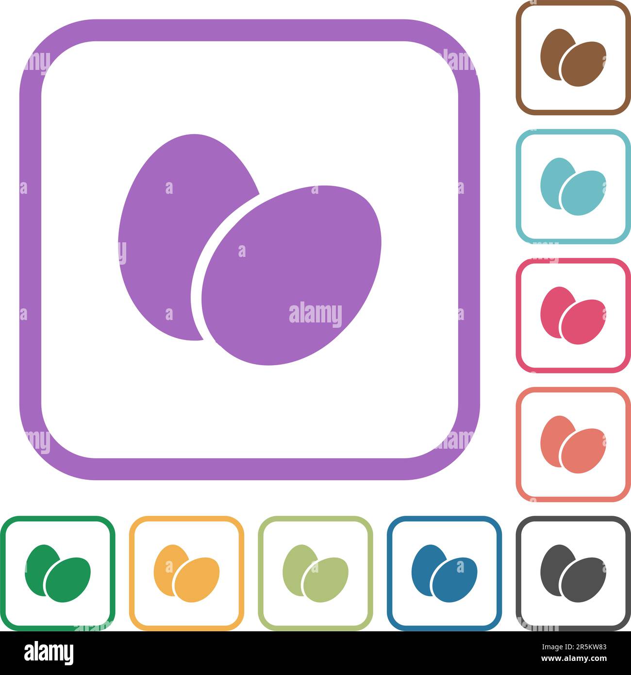 Two eggs solid simple icons in color rounded square frames on white background Stock Vector ...