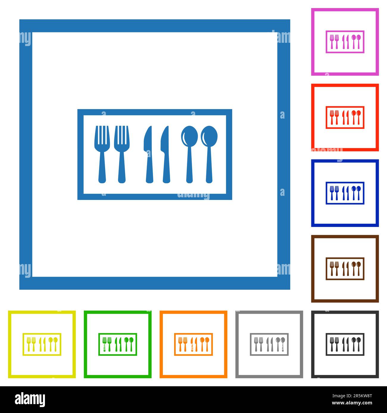 Flatware box flat color icons in square frames on white background Stock Vector Image & Art - Alamy