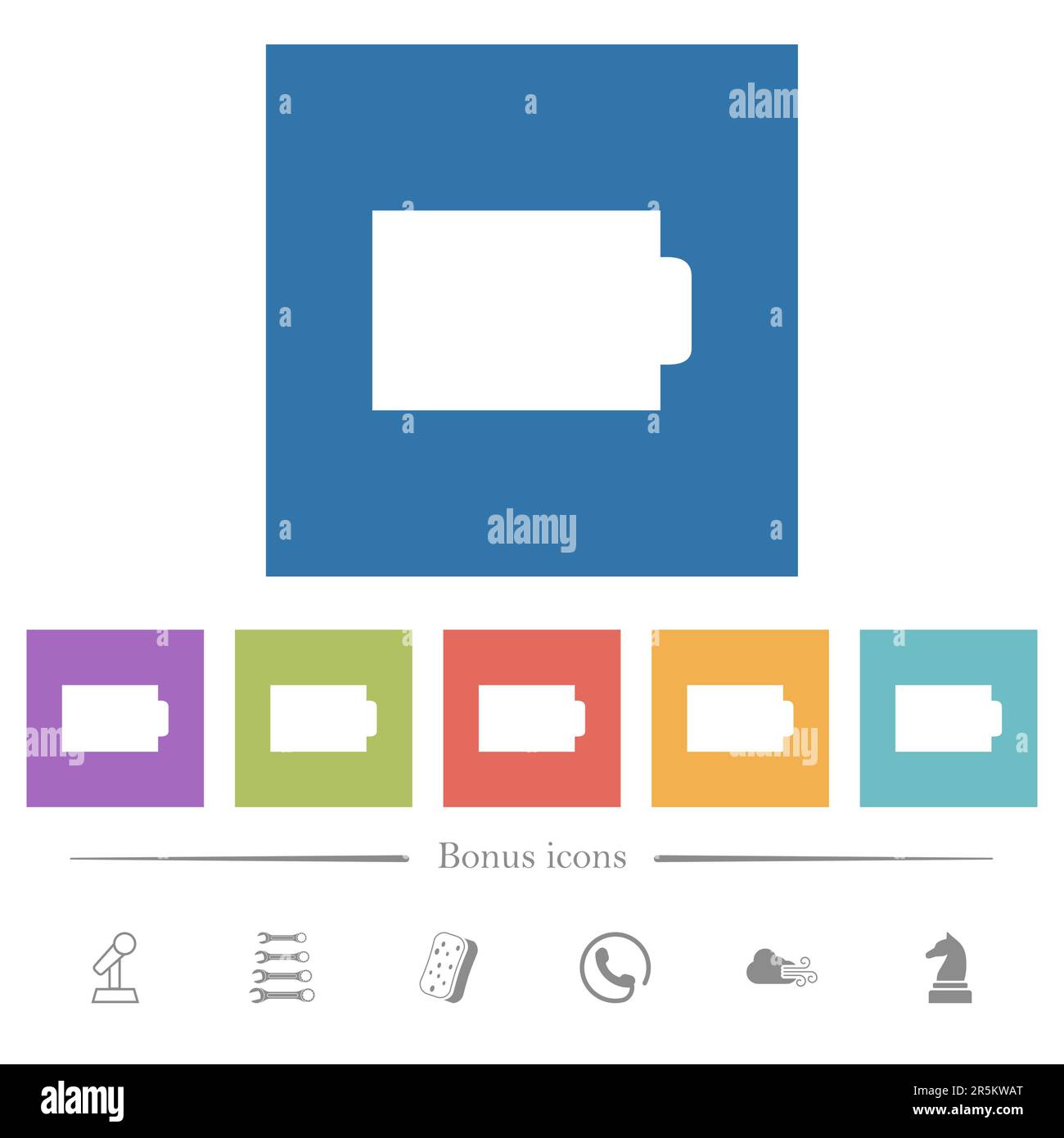 Empty battery without load units alternate flat white icons in square ...