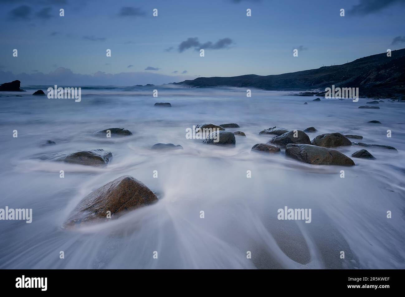Long exposure of waves on beach. Rosguill peninsula, County Donegal ...