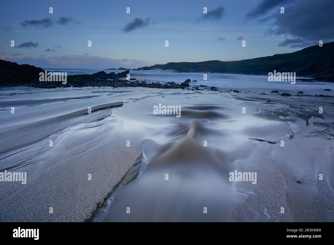 Long exposure of waves on beach. Rosguill peninsula, County Donegal ...