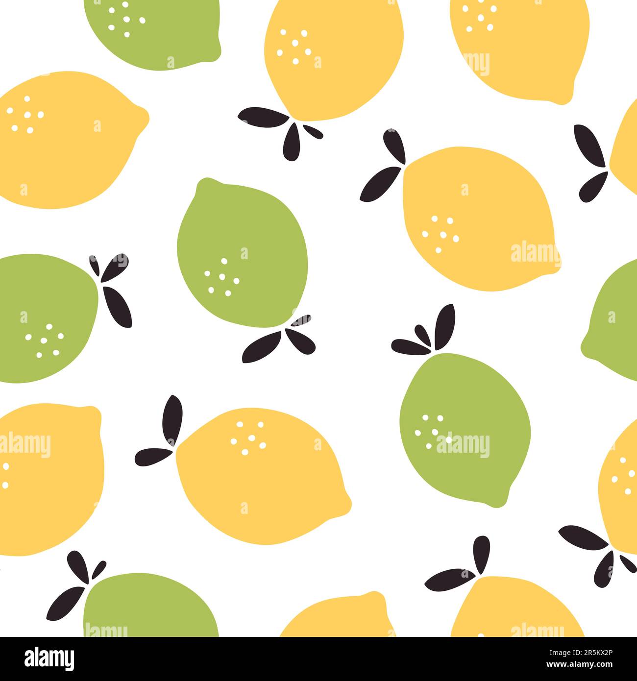 Cute summer background with lemon and lime. Citrus fruits seamless ...