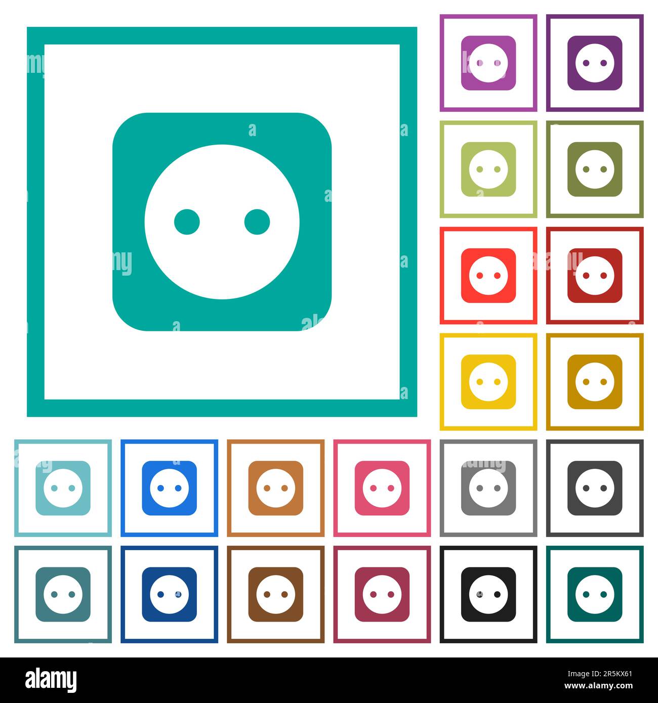 Electrical socket with one outlet solid flat color icons with quadrant ...