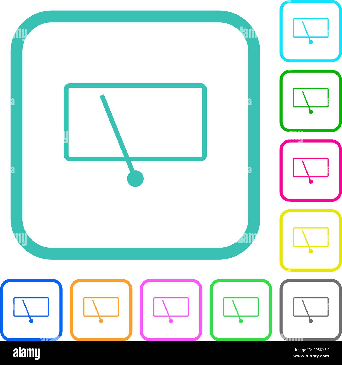 Rear window wiper vivid colored flat icons in curved borders on white ...