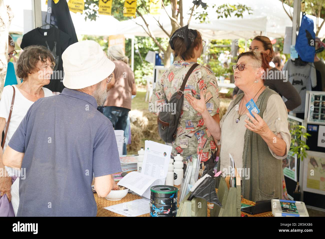 Maree of the Bats & Trees Society of Cairns speaks with members of the ...