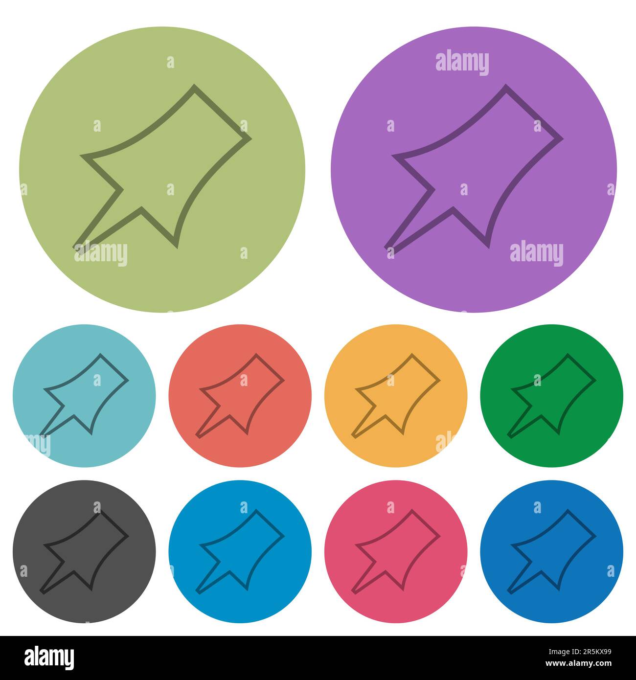 Push pin outline darker flat icons on color round background Stock ...