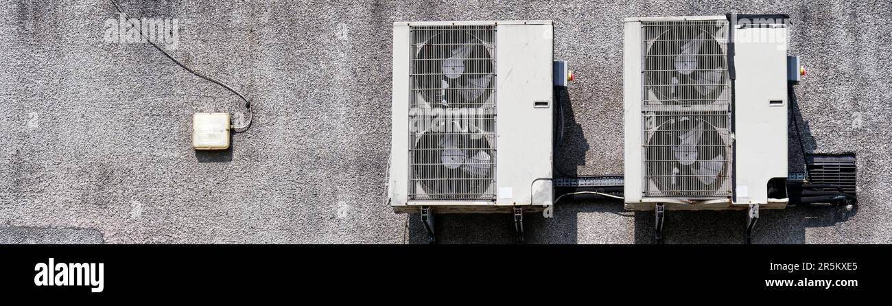 Heat pump condenser units for heating and cooling modern building Stock ...
